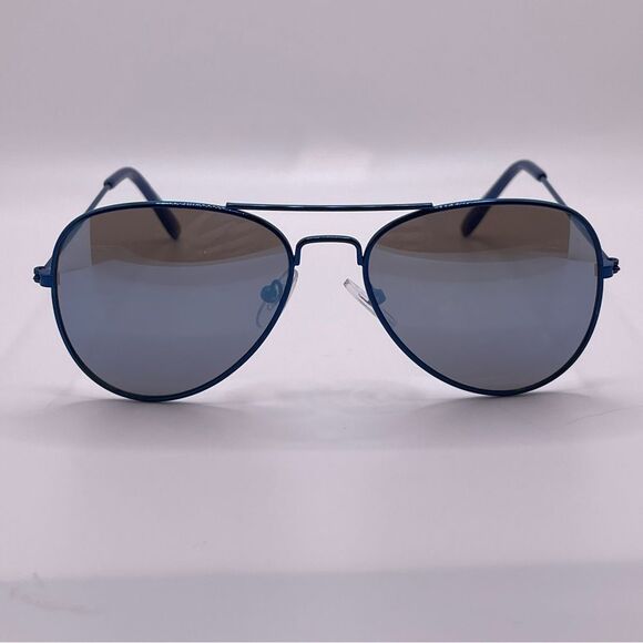 Accessories | Blue Wireframe Aviators With Mirrored Lenses | Poshmark